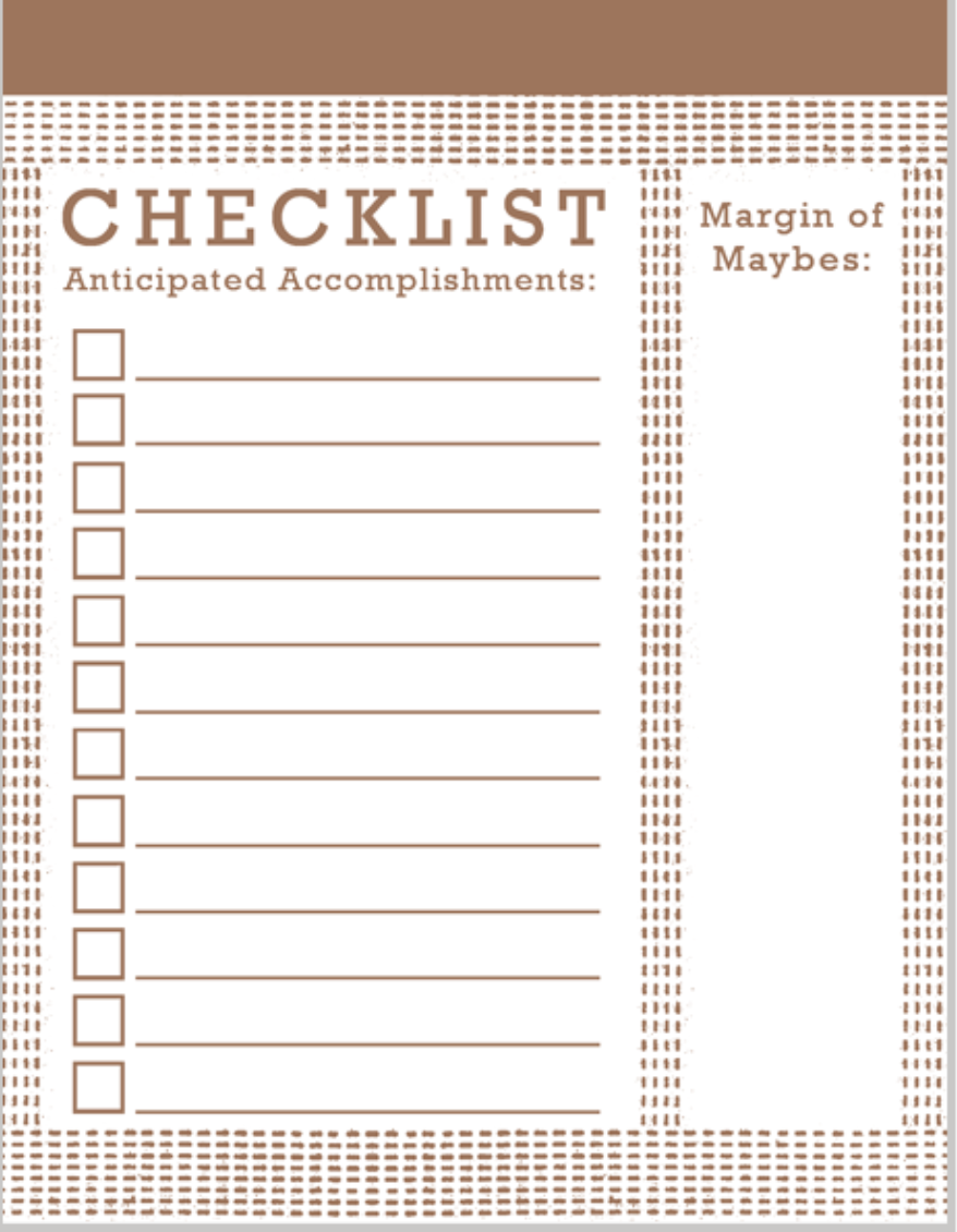 Anticipated Accomplishments Checklist Notepad | Civil Stock General Store